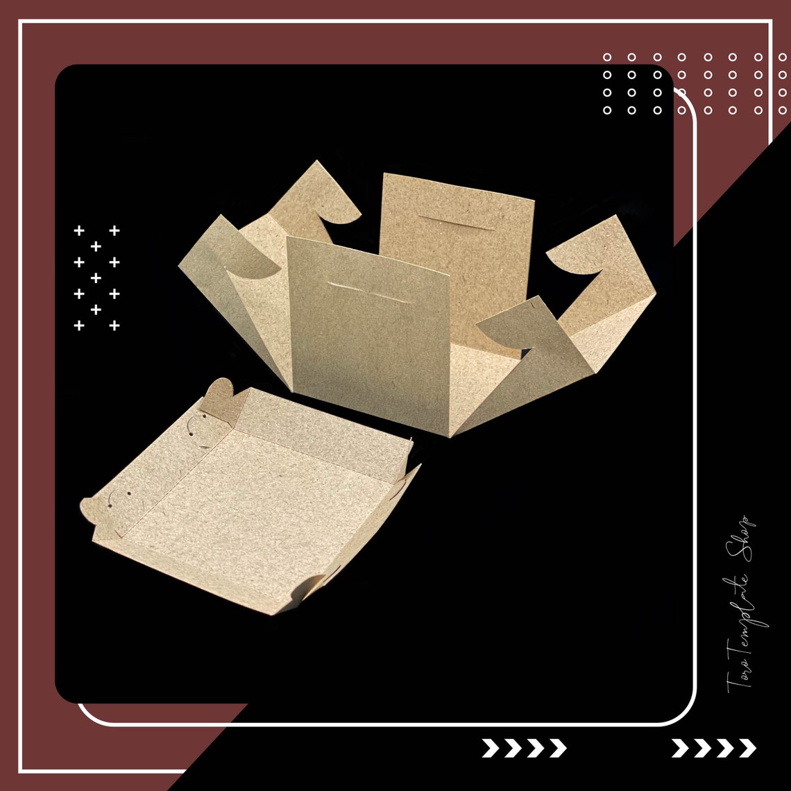 Square Box With Lid Template, Gift Box Template, Candy Box Template ...