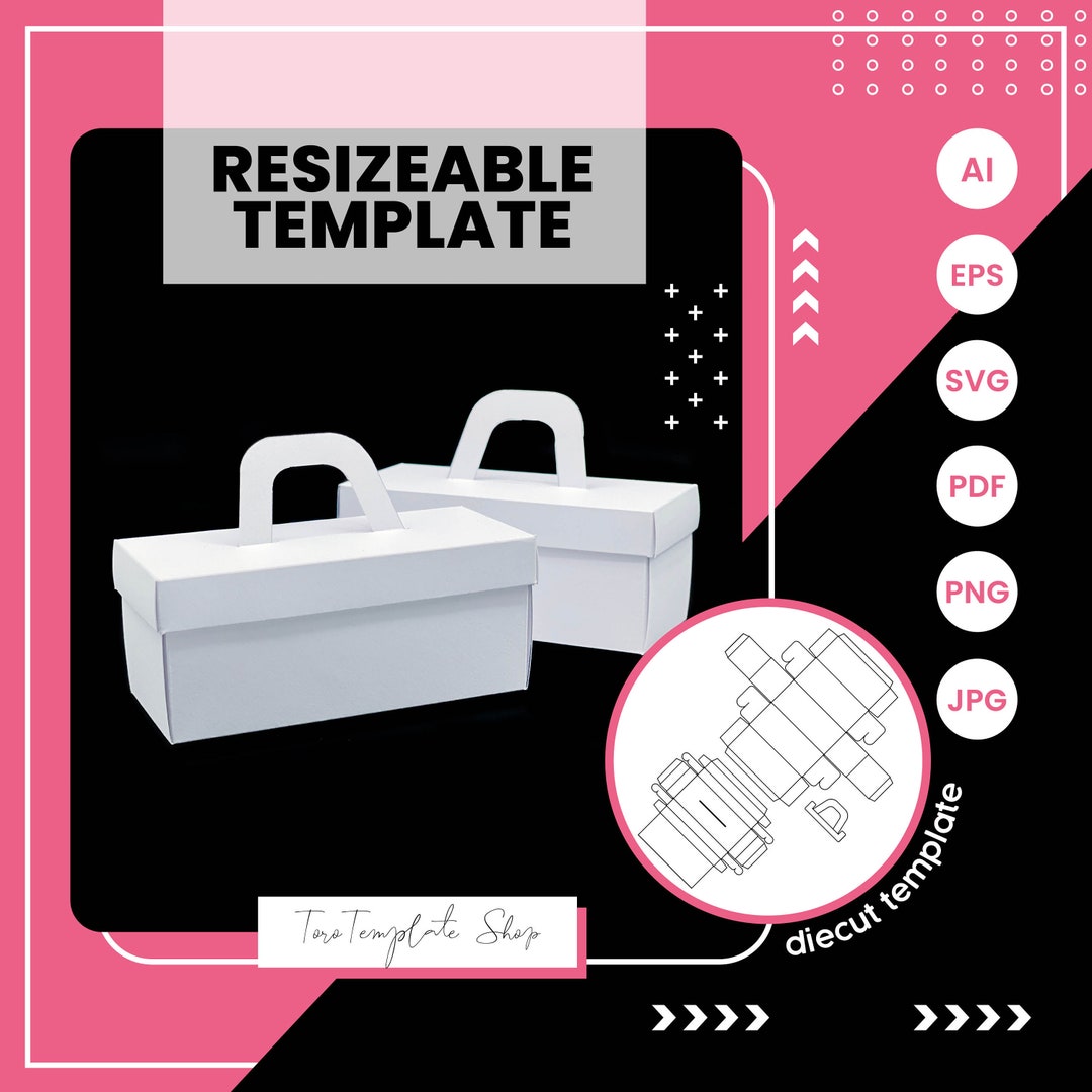 Rectangle Box With Handle Template: Resizeable Gift/candy Box (digital ...