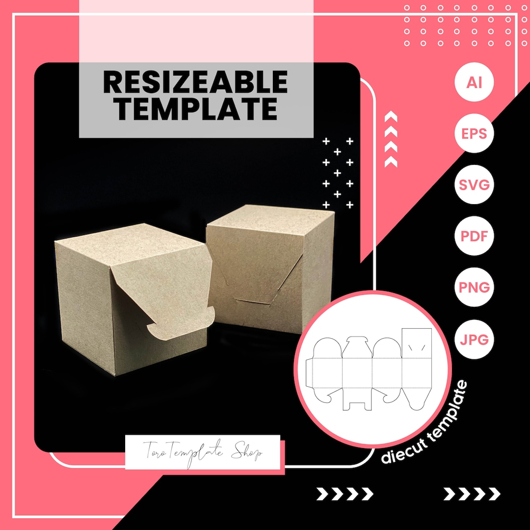 Square Box Template, Gift Box Template, Candy Box Template, Cookies Box ...