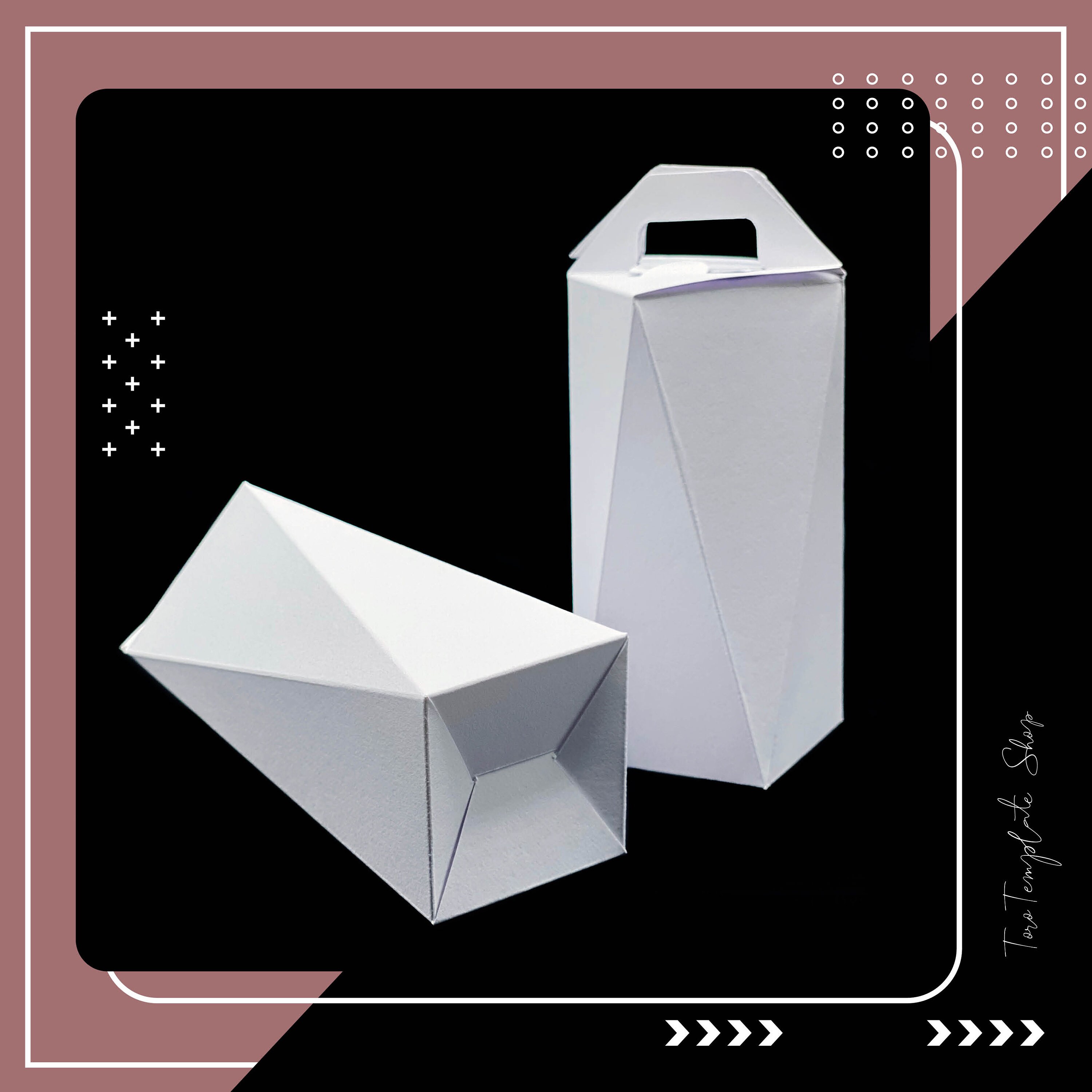Angled Side Box With Handle Template, Gift Box Template, Candy Box ...