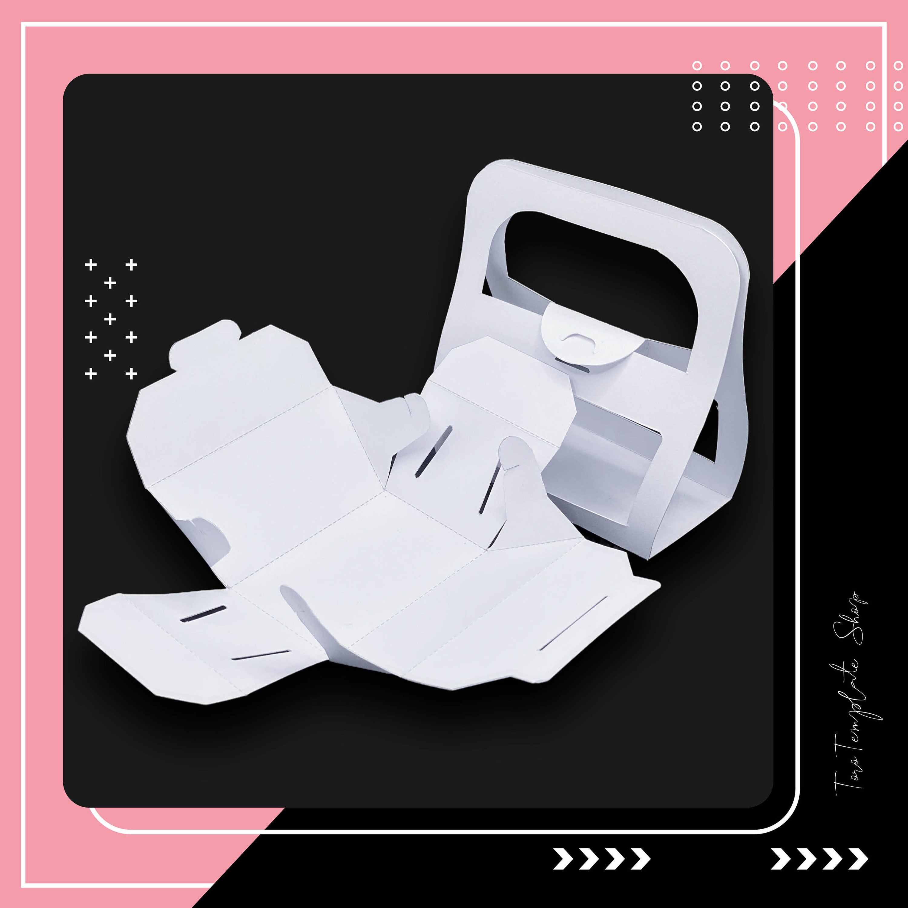 Food Box With Handle Template, Cookie Box Template, Resizeable Template ...