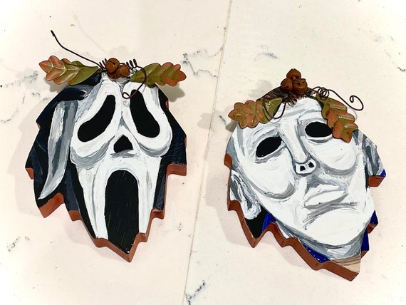 Ghostface Michael Myers Leaf Shape Drink Coaster Fall Horror | Etsy
