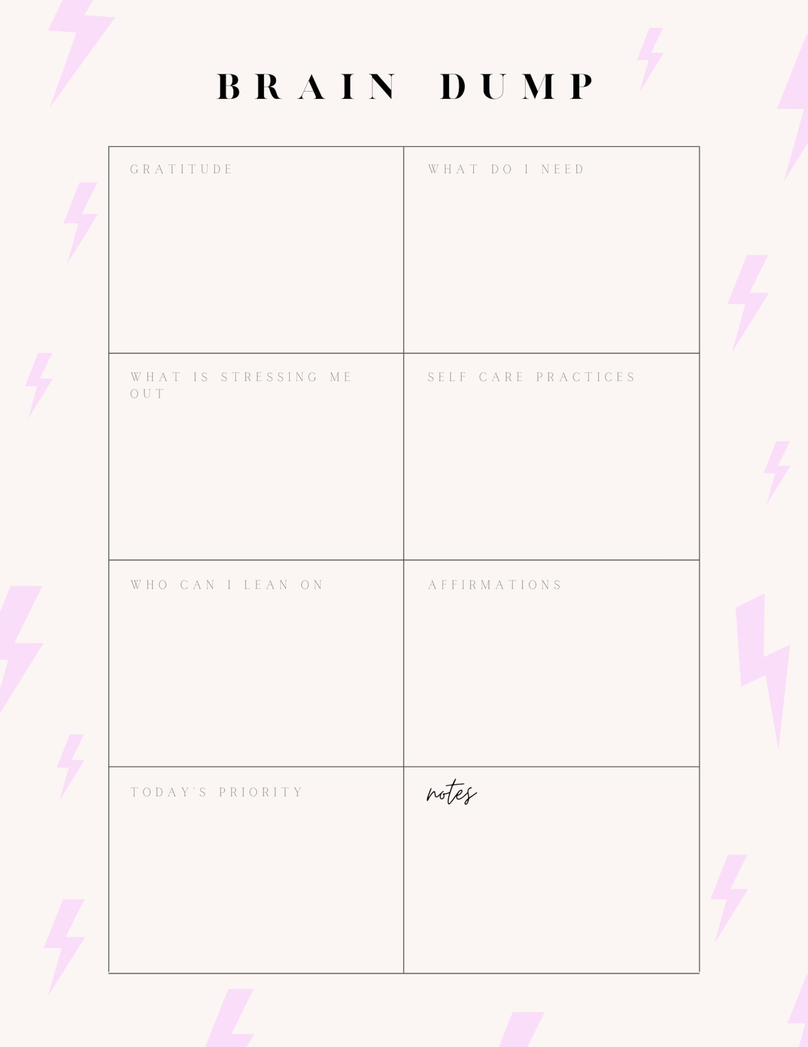 Self Care Brain Dump - Etsy