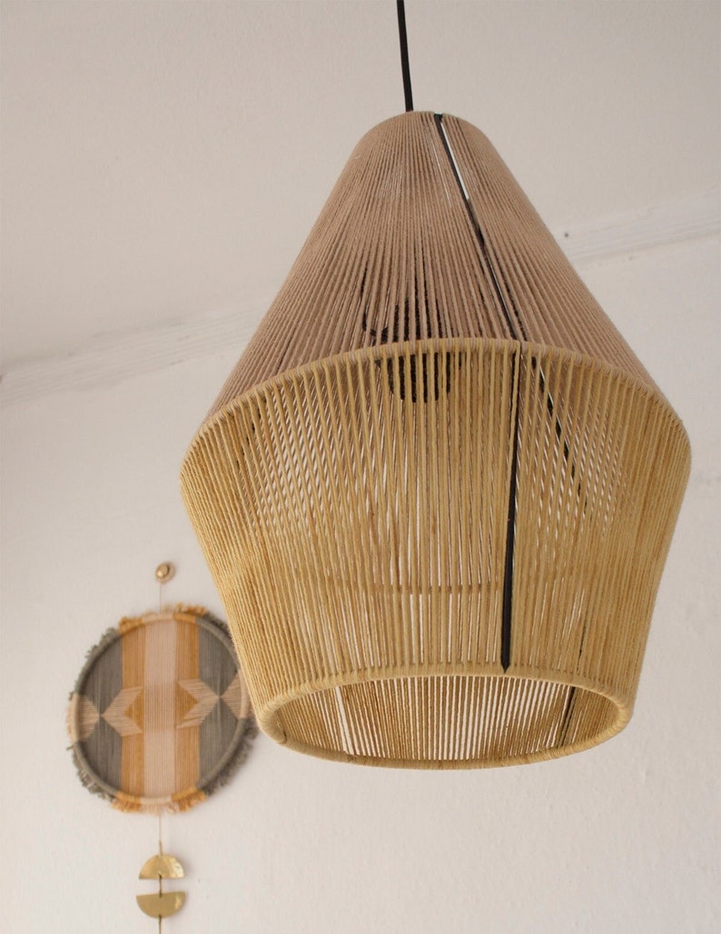 Wrapped Lampshade, Handwoven Lamp, Cotton String Pendant Light ...