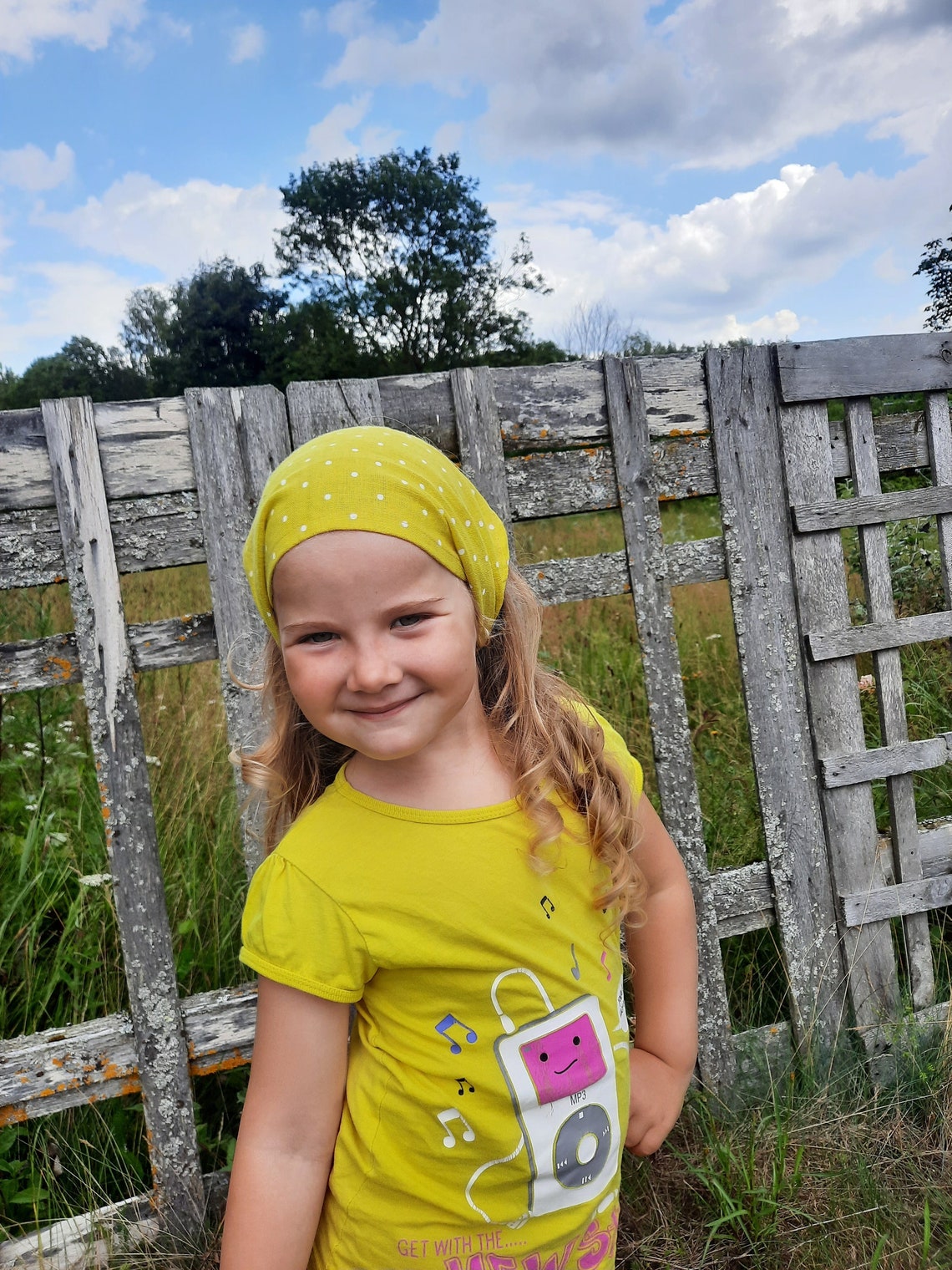 Girl Head Wrap for Summer, Kids Head Scarf, Linen Kerchief, Baby Wide ...