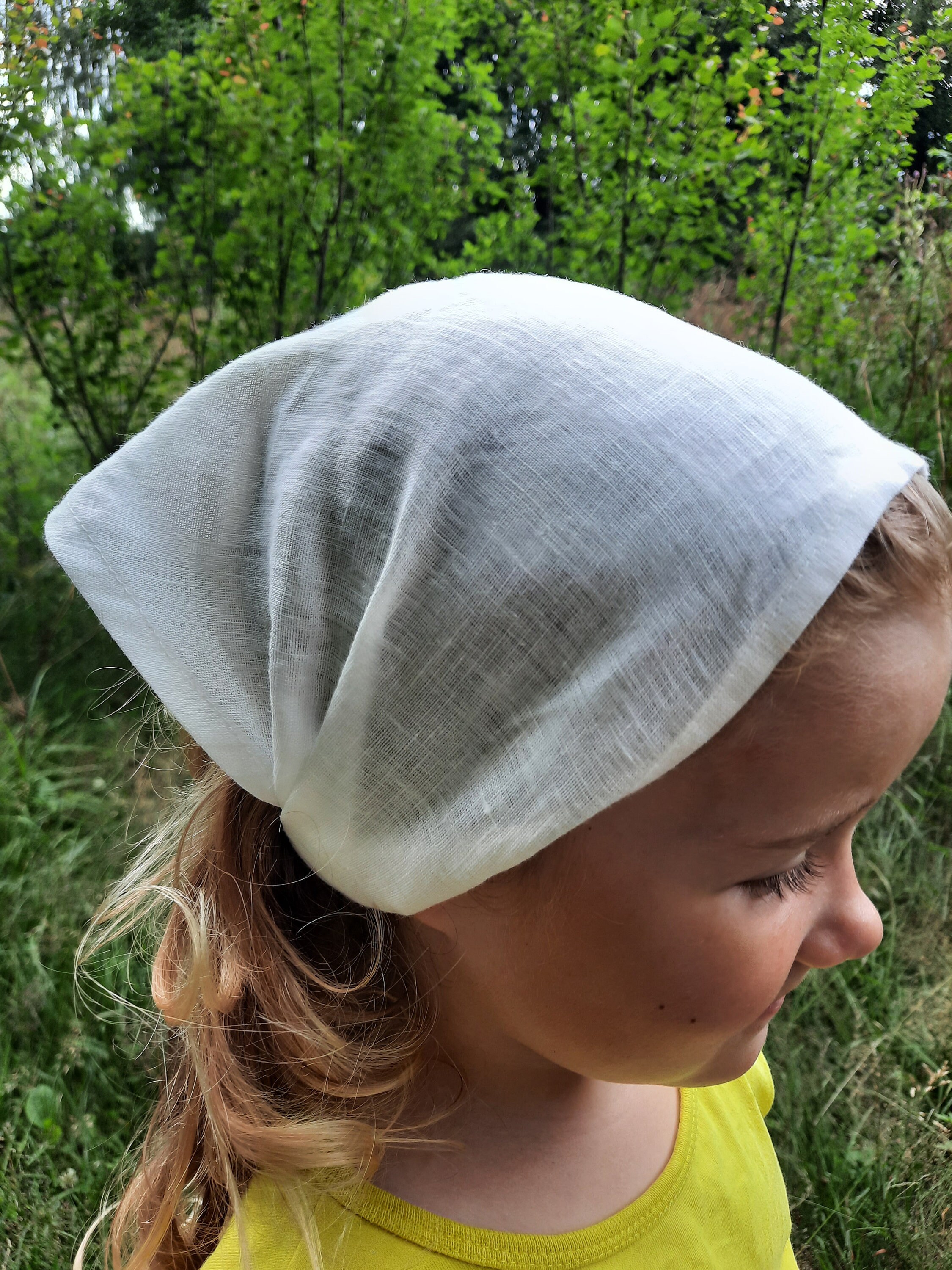 Girl Head Wrap for Summer, Kids Head Scarf, Linen Kerchief, Baby Wide ...
