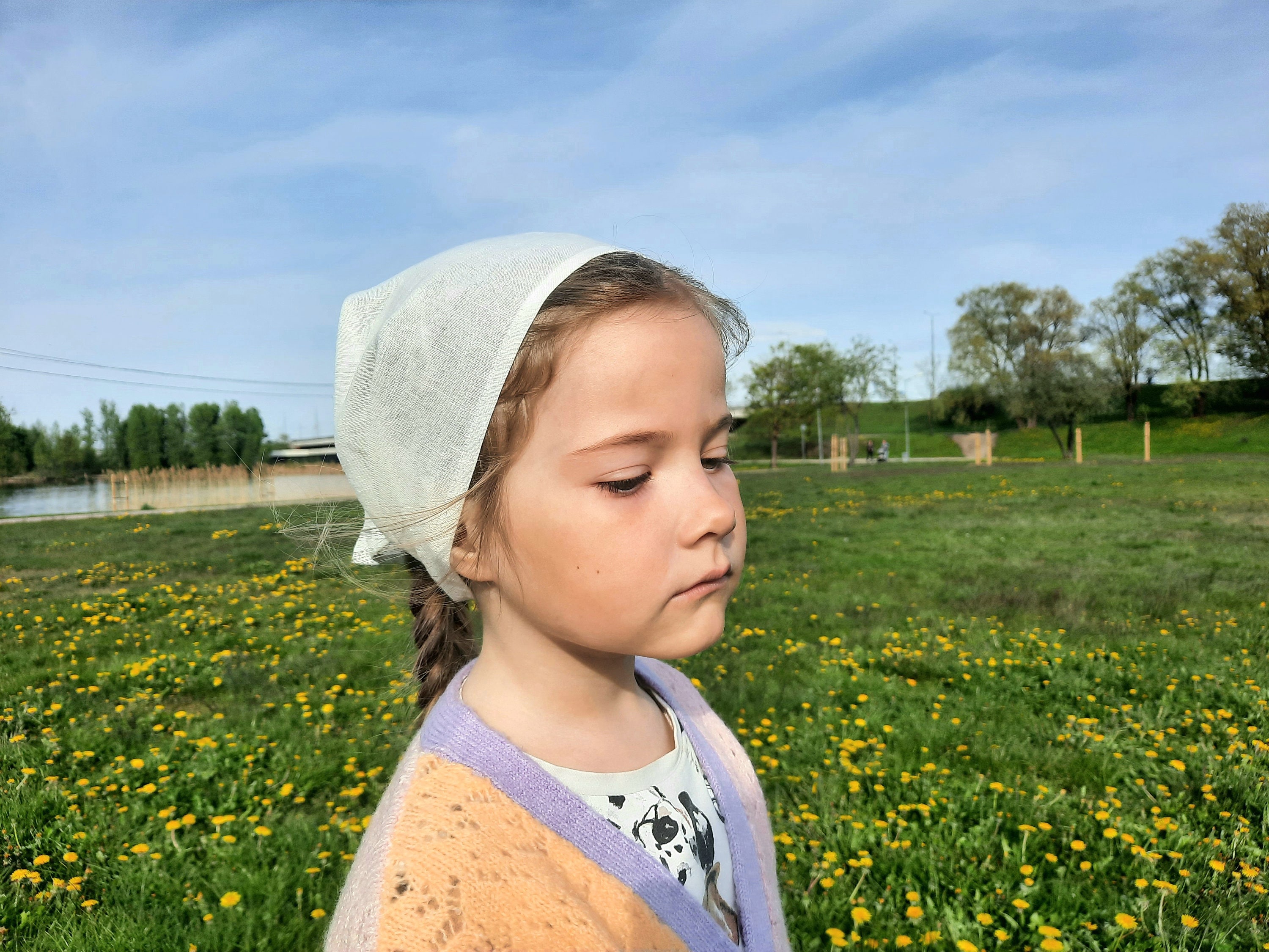 Kids Head Scarf, Girl Head Wrap for Summer, Linen Kerchief, Child ...