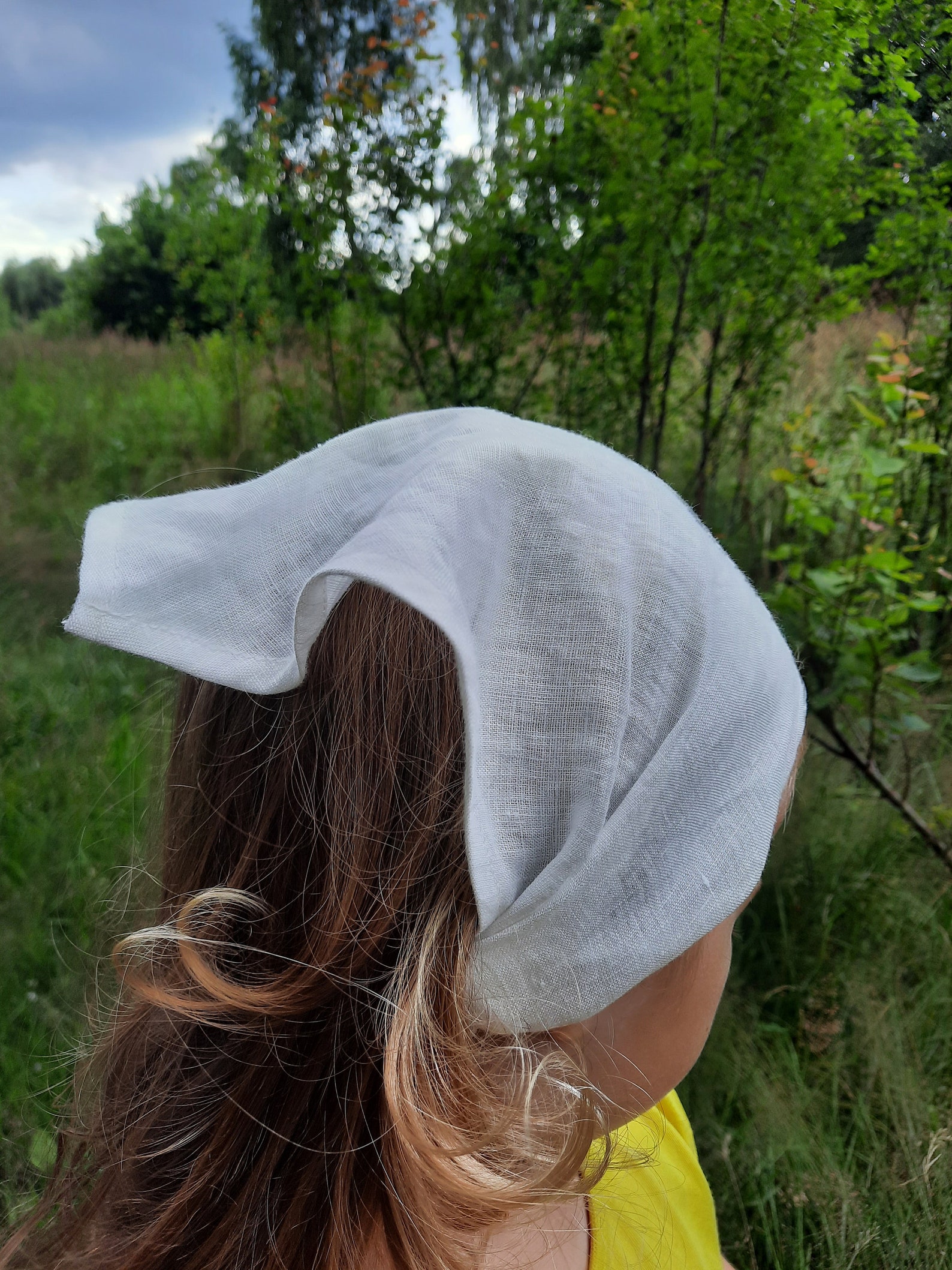 Girl Head Wrap for Summer, Kids Head Scarf, Linen Kerchief, Baby Wide ...