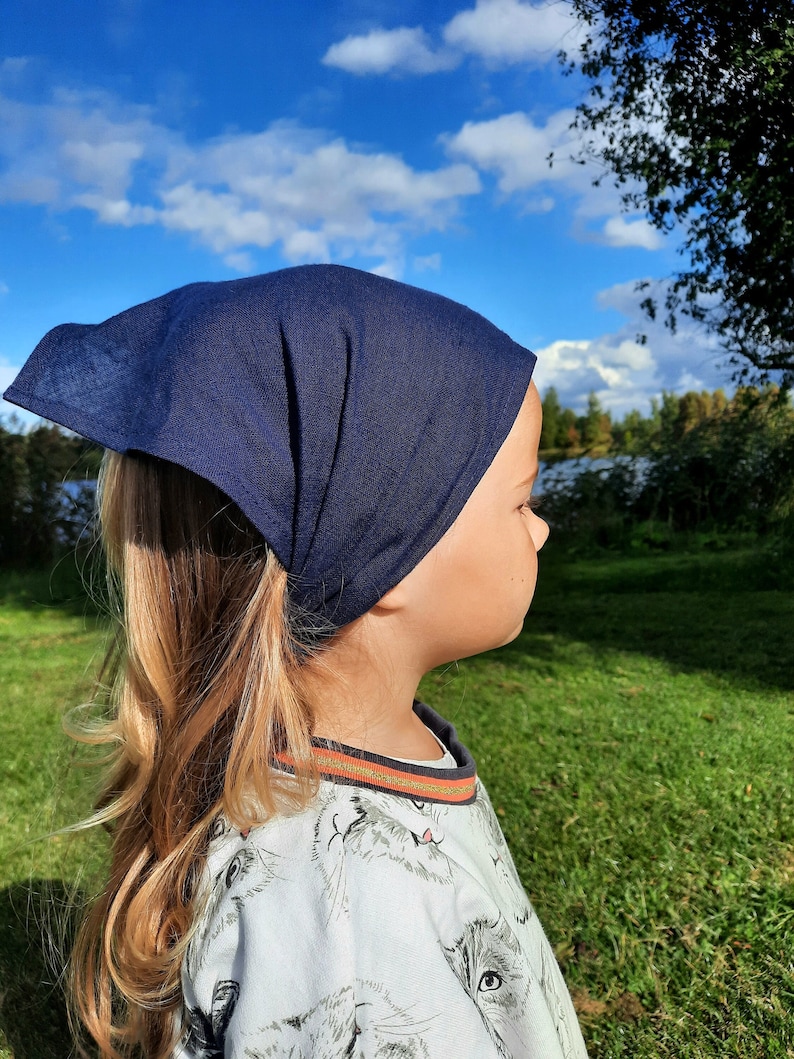 Kids Head Scarf, Girl Head Wrap for Summer, Linen Kerchief, Child ...