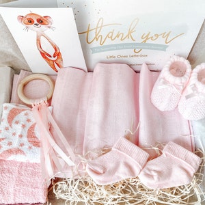 Baby Gift Box Letterbox Gift Hamper A snuggle in a Box Pink Baby Gift ...