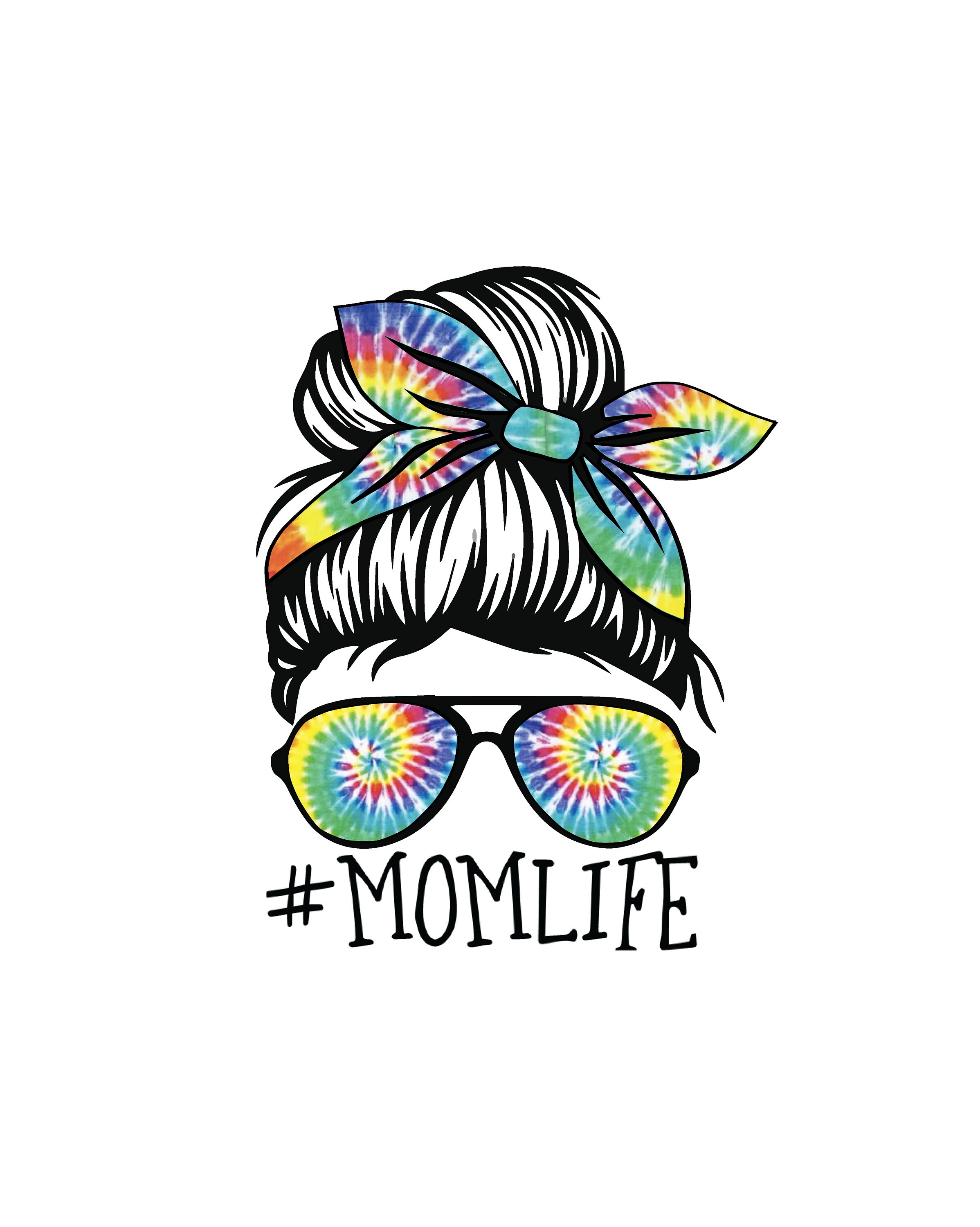 Mom Life PNG, Tie Dye Png, tiedye PNG, Download Png, Messy Bun Png ...