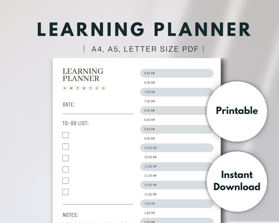 Student Planner, Printable Digital Planner, Daily Learning Planner, A4 ...