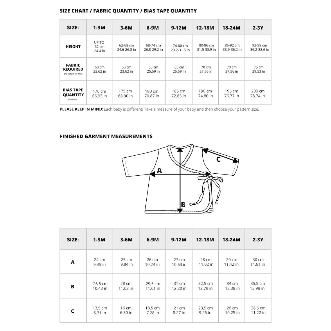Long Sleeve Wrap Sewing Pattern Baby Muslin Top PDF Instant | Etsy