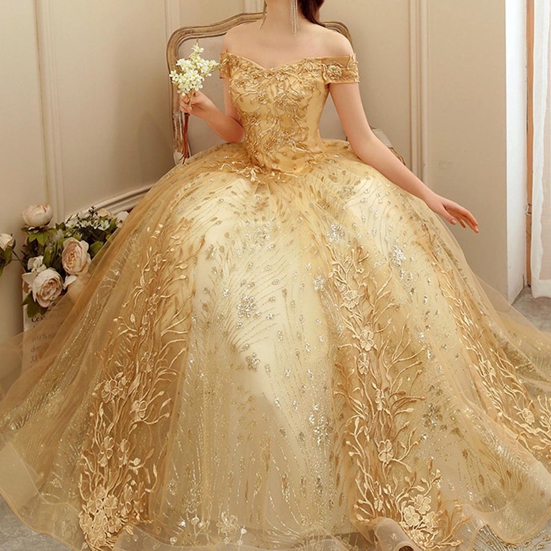 Gold Prom Dress - Etsy