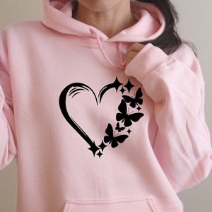 Butterfly Heart Hoodie, Heart Hoodie, Butterfly Lover Hoodie, Butterfly ...