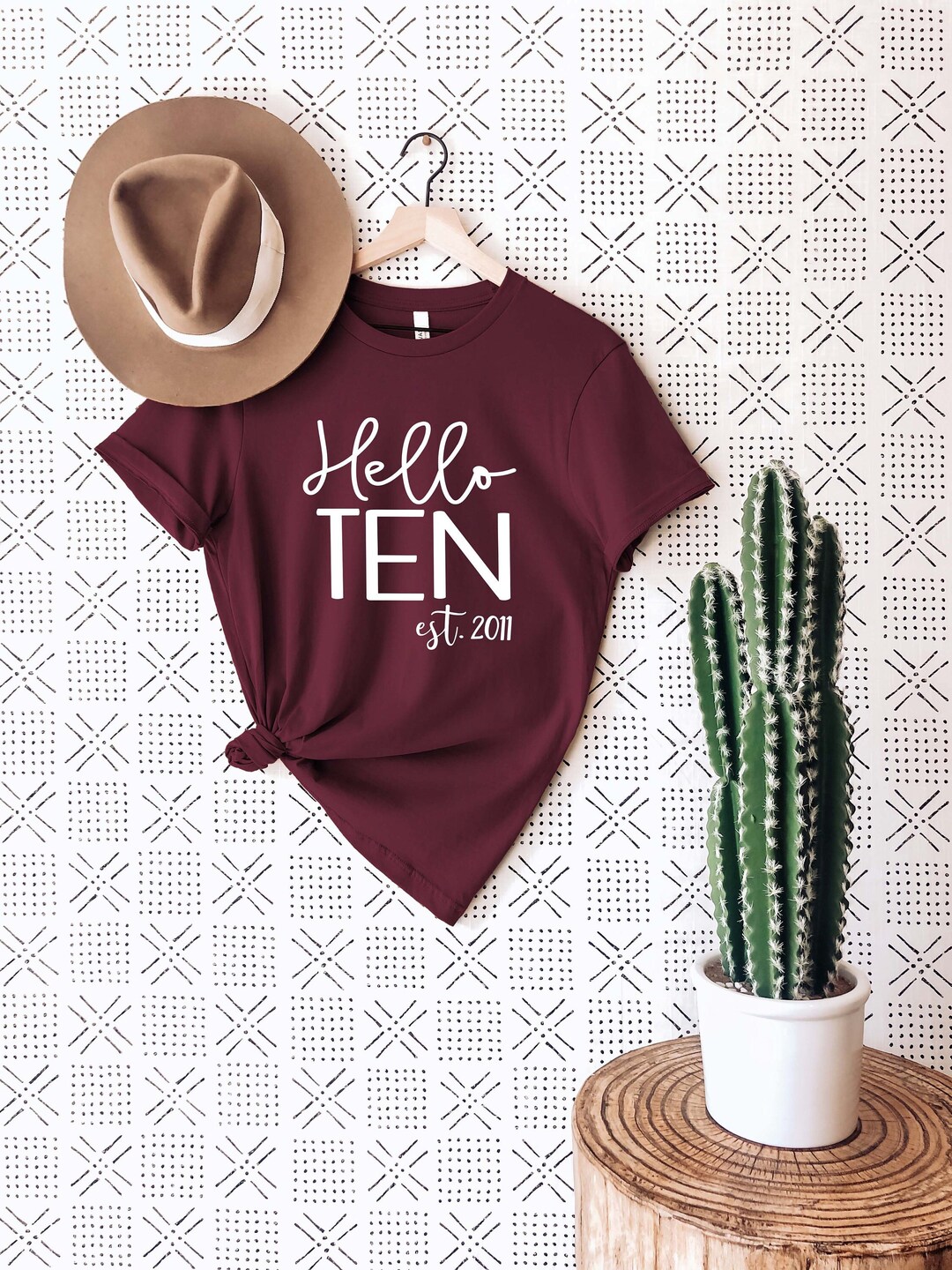 Hello Ten Birthday Shirt, 10th Birthday Party Gift, Tenth B-day Shirt ...