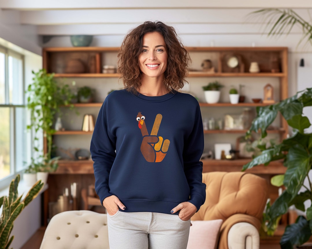 Peace Sign Turkey Sweatshirt Peace Fingers Turkey Sweater - Etsy