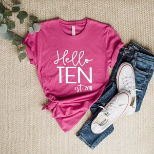 Hello Ten Birthday Shirt, 10th Birthday Party Gift, Tenth B-day Shirt ...