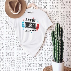 Level 8 Unlocked Shirt, Boy Gamer T-shirt, Kids Birthday Party, Level ...