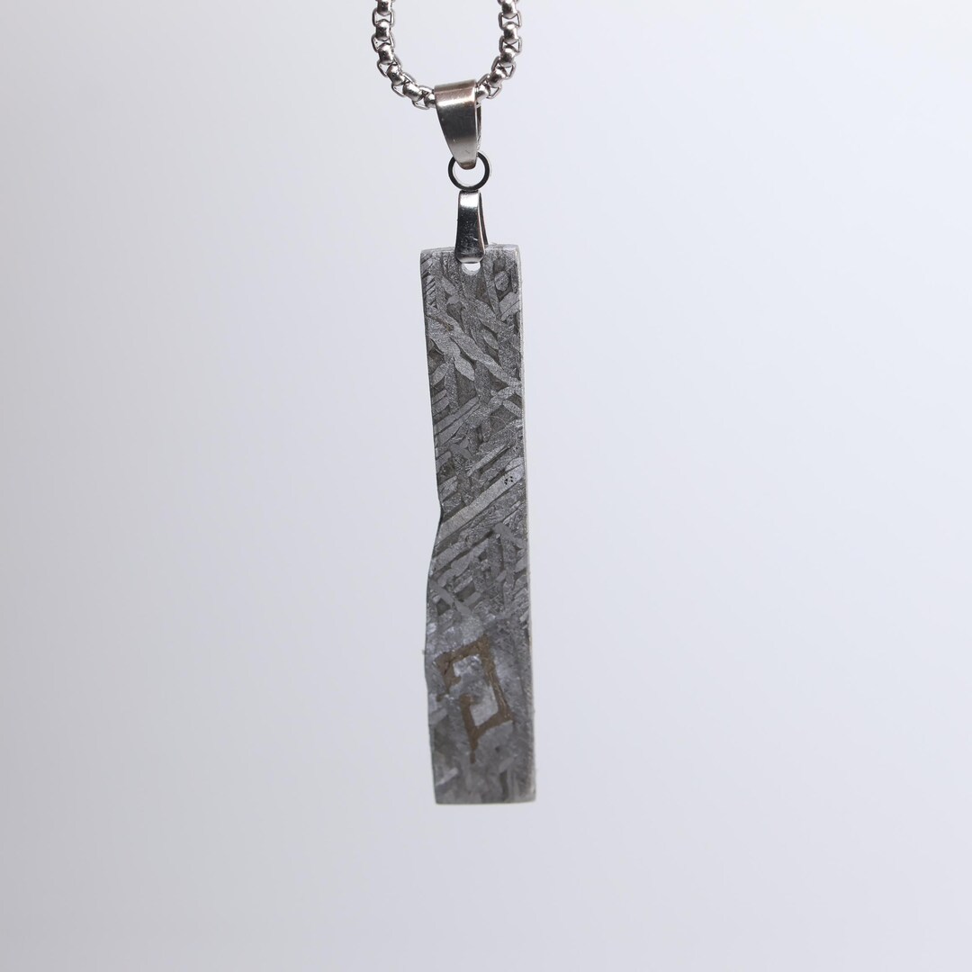 Muonionalusta Natural Meteorite Carved Rectangular Pendant, Space Gift ...