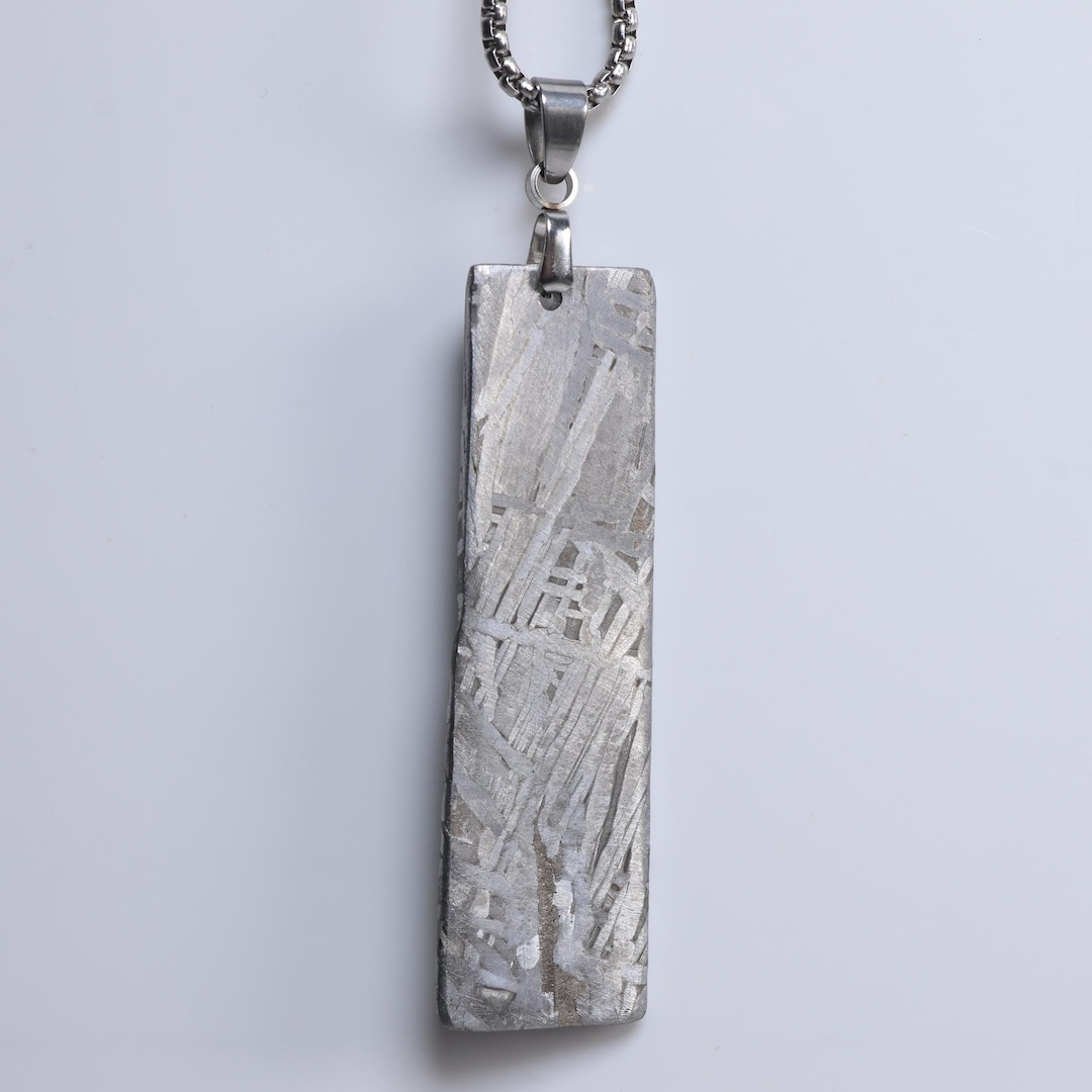 Muonionalusta Natural Meteorite Carved Rectangular Pendant, Space Gift ...