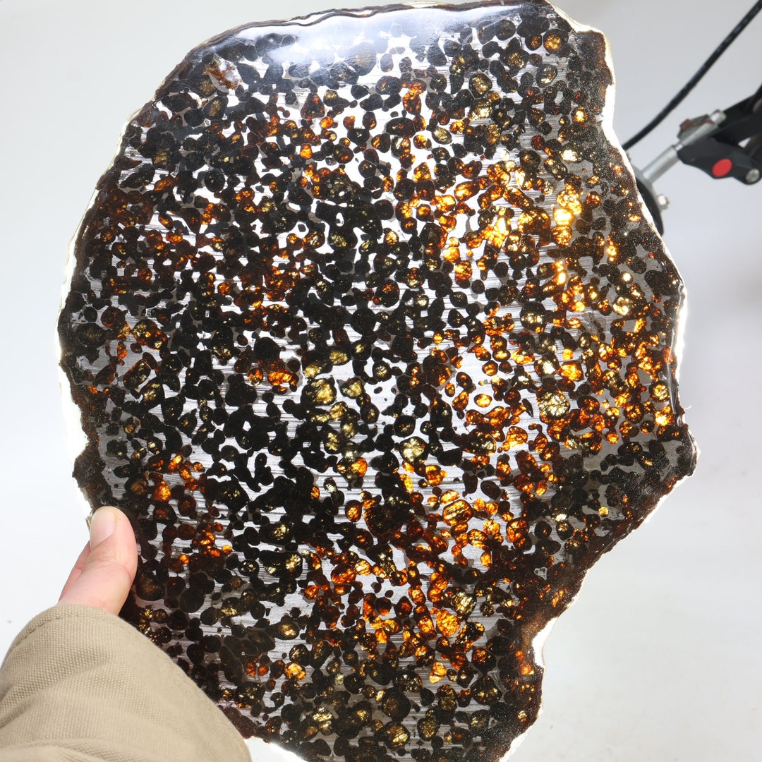 Pallasite Meteorite Slice, 451g Kenyan Meteorite Slice, From Kenya ...