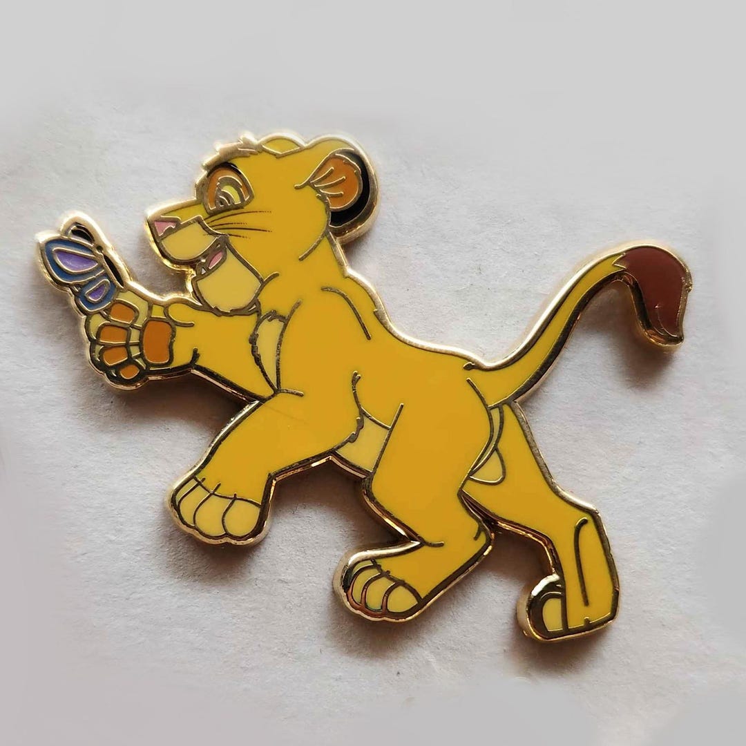 Butterfly Chaser Lion Cub Enamel Pin - Etsy