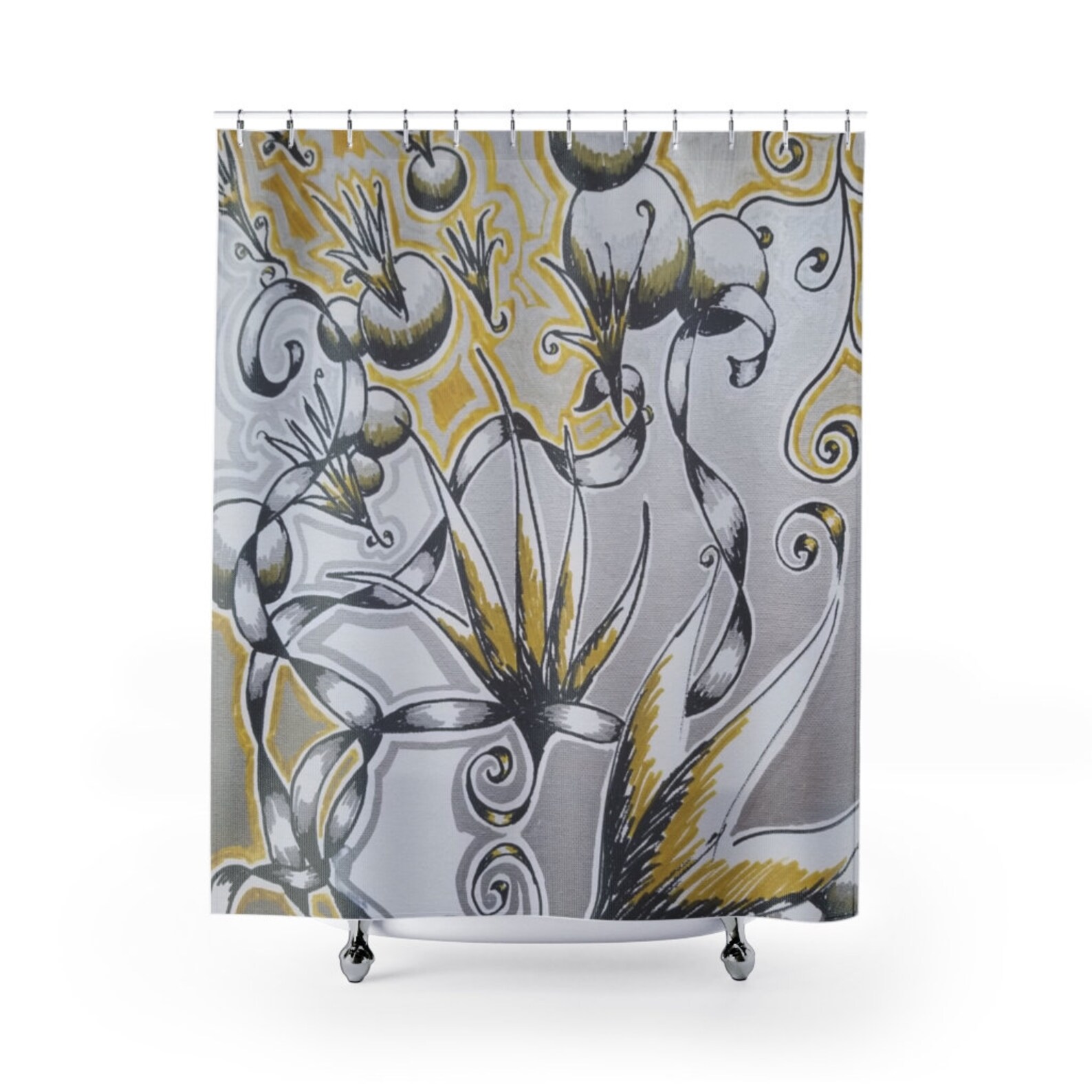 Abstract Art Shower Curtain Modern Art Bathroom Decor Etsy