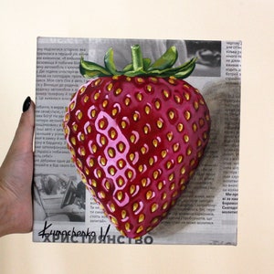 Strawberry Painting, Newspaper Art Fruit, Food Still Life for the ...