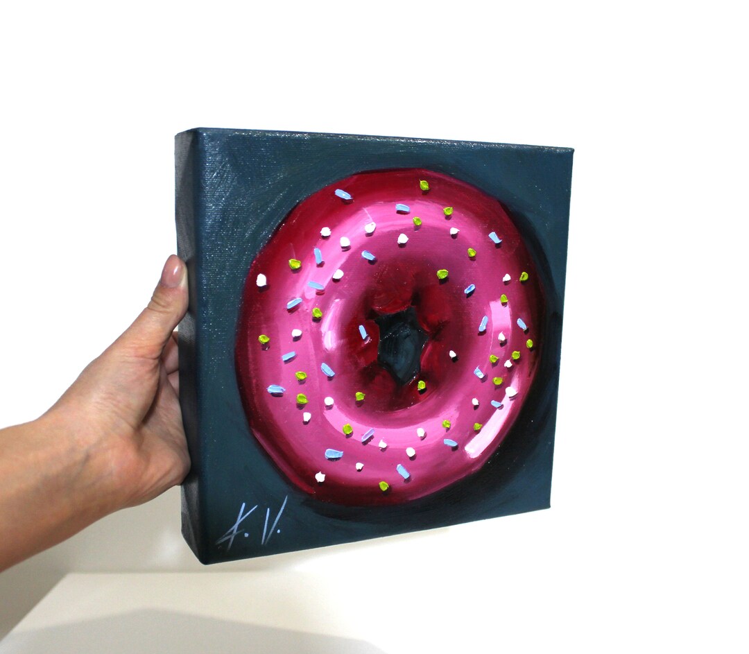 Donut Oil Painting on Canvas, Original Impasto Still Life, Kitchen Wall Decor - Etsy
