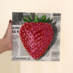 Strawberry Painting, Newspaper Art Fruit, Food Still Life for the ...