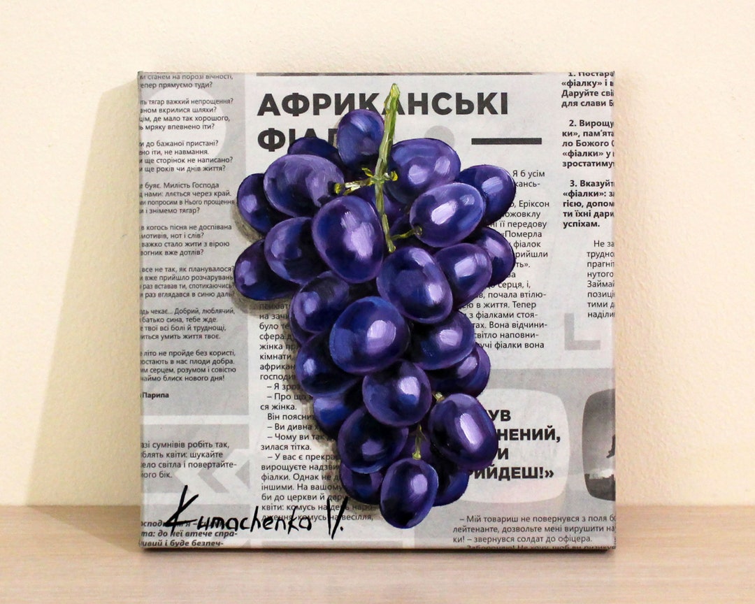 Grape Painting Exclusive Grape Oil Painting Blue Grapes Still - Etsy