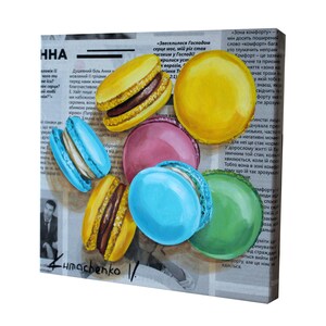 Macaron Art Oil Painting on Canvas, Kitchen Decor on the Wall - Etsy