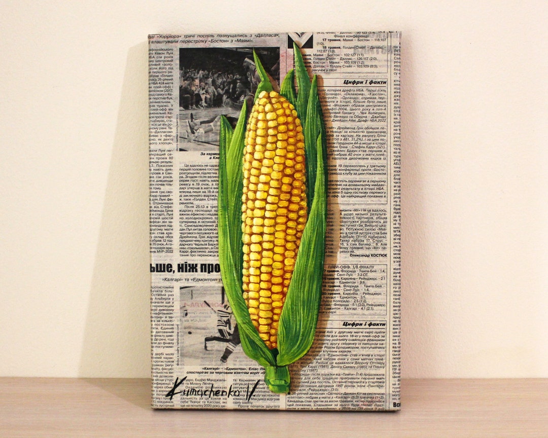 Corn Art in the Kitchen, Oil Painting on Canvas, Gift for the Family on ...