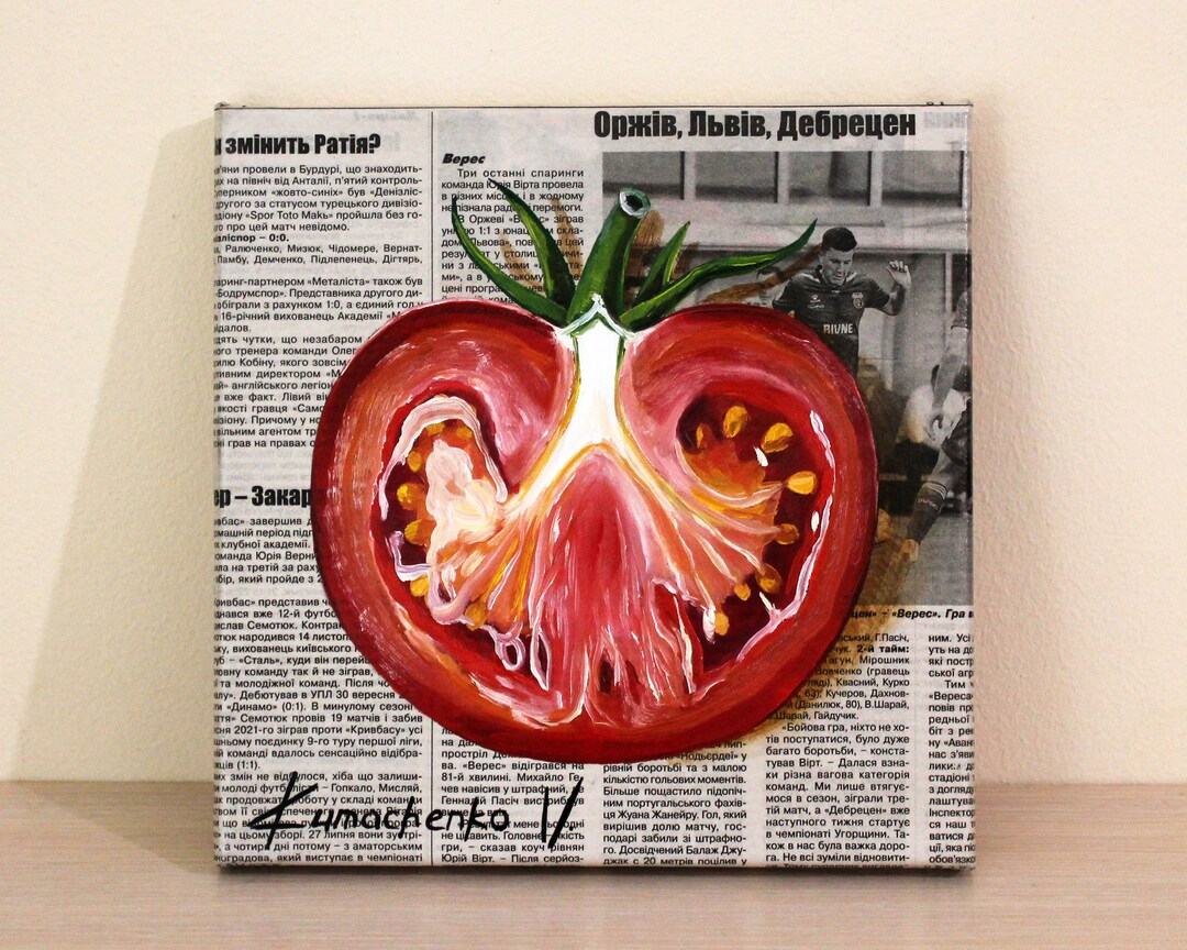 Red Tomato Art, Oil Painting on Canvas Kitchen Decor, Original Family ...