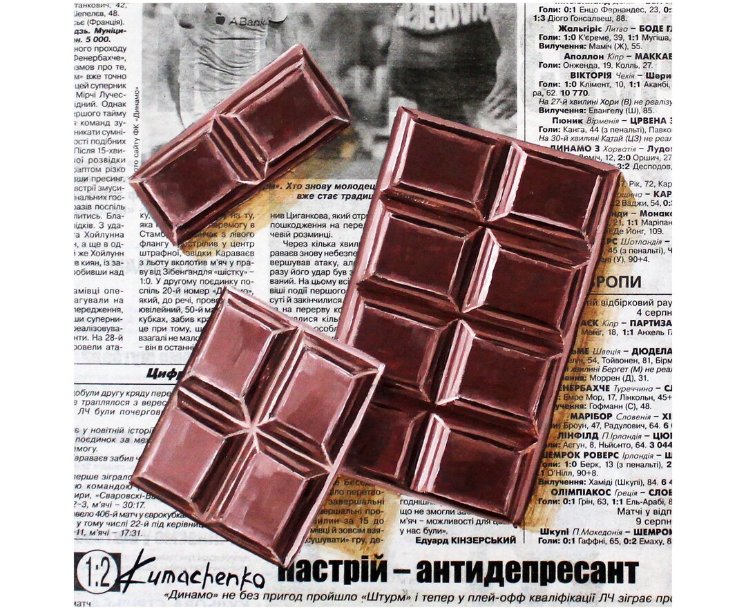 Chocolate Painting Newspaper Art With Sweets Oil Painting on - Etsy