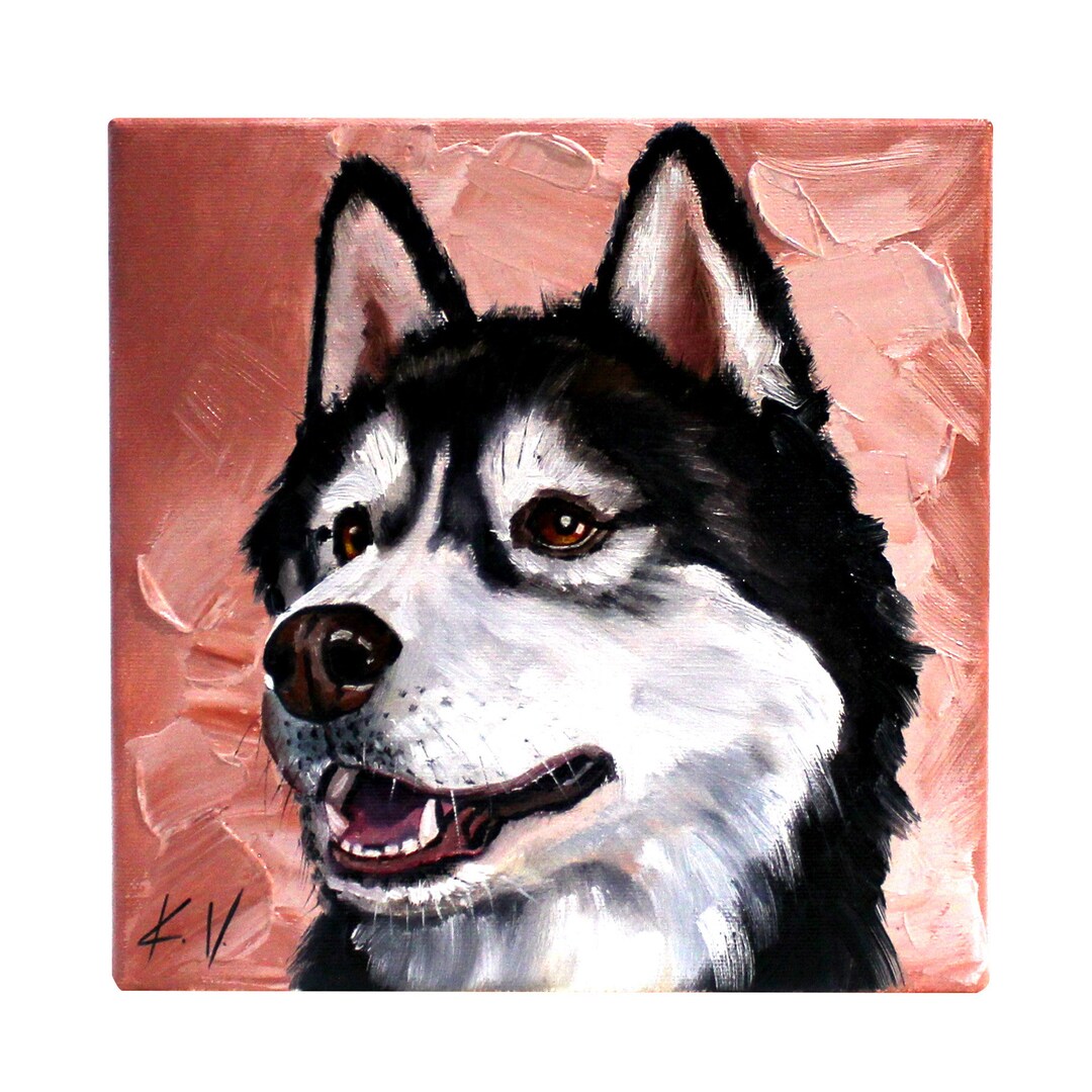 Siberian Husky Oil Painting: Original Pet Portrait, Custom Animal Art ...