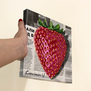 Strawberry Painting, Newspaper Art Fruit, Food Still Life for the ...
