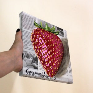 Strawberry Painting, Newspaper Art Fruit, Food Still Life for the ...