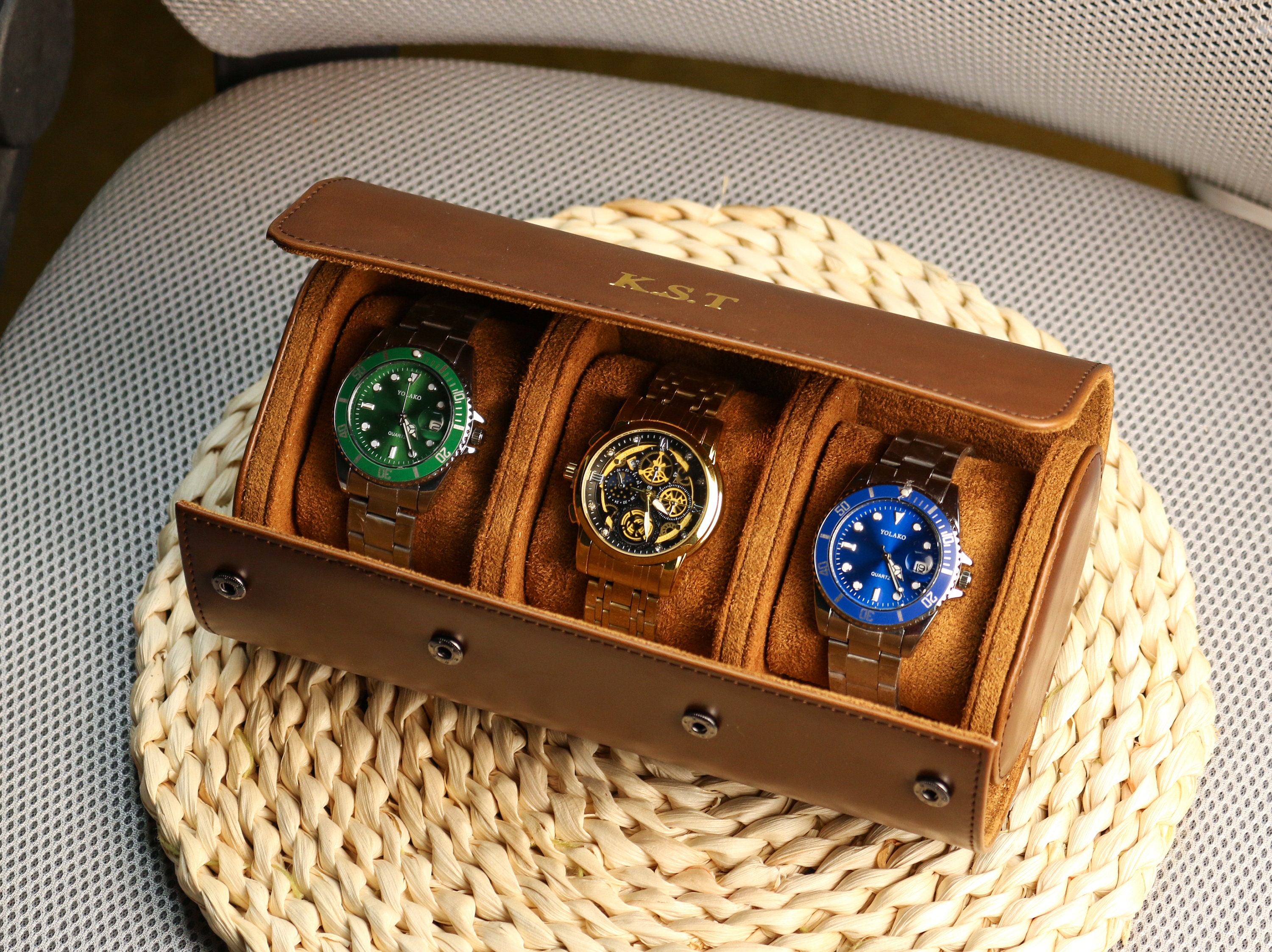 Customized Retro Leather Watch Case Wrist Jewelry Storage Pouch ...