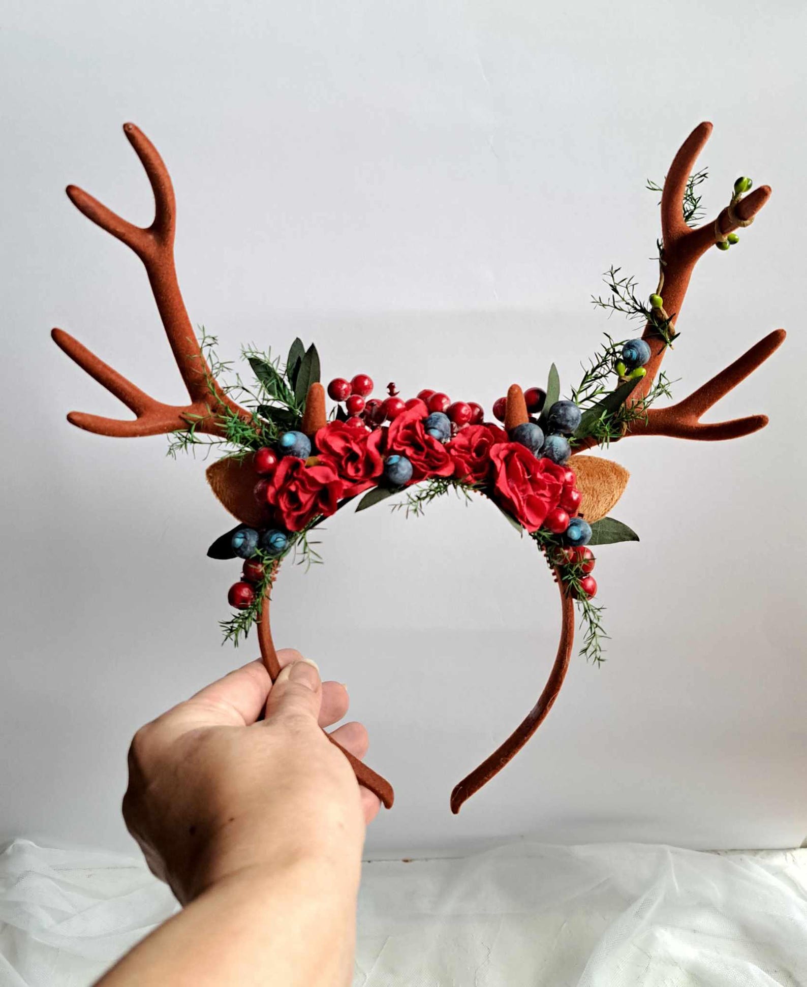 Christmas Headband Reindeer Christmas Red Headband Girl Christmas ...