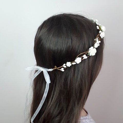 First Communion Flower Crown White Flower Girl Crown - Etsy