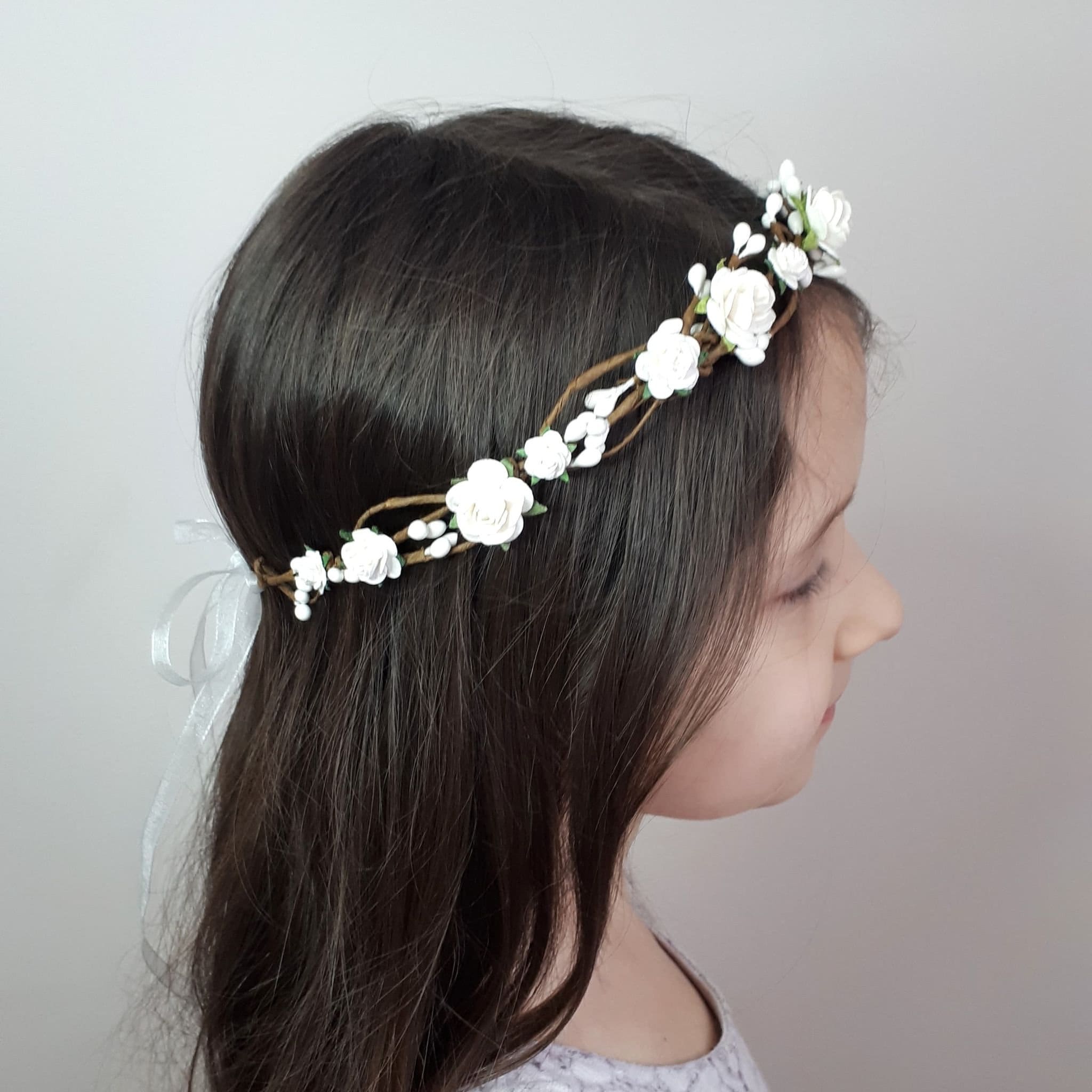 First Communion Flower Crown White Flower Girl Crown - Etsy