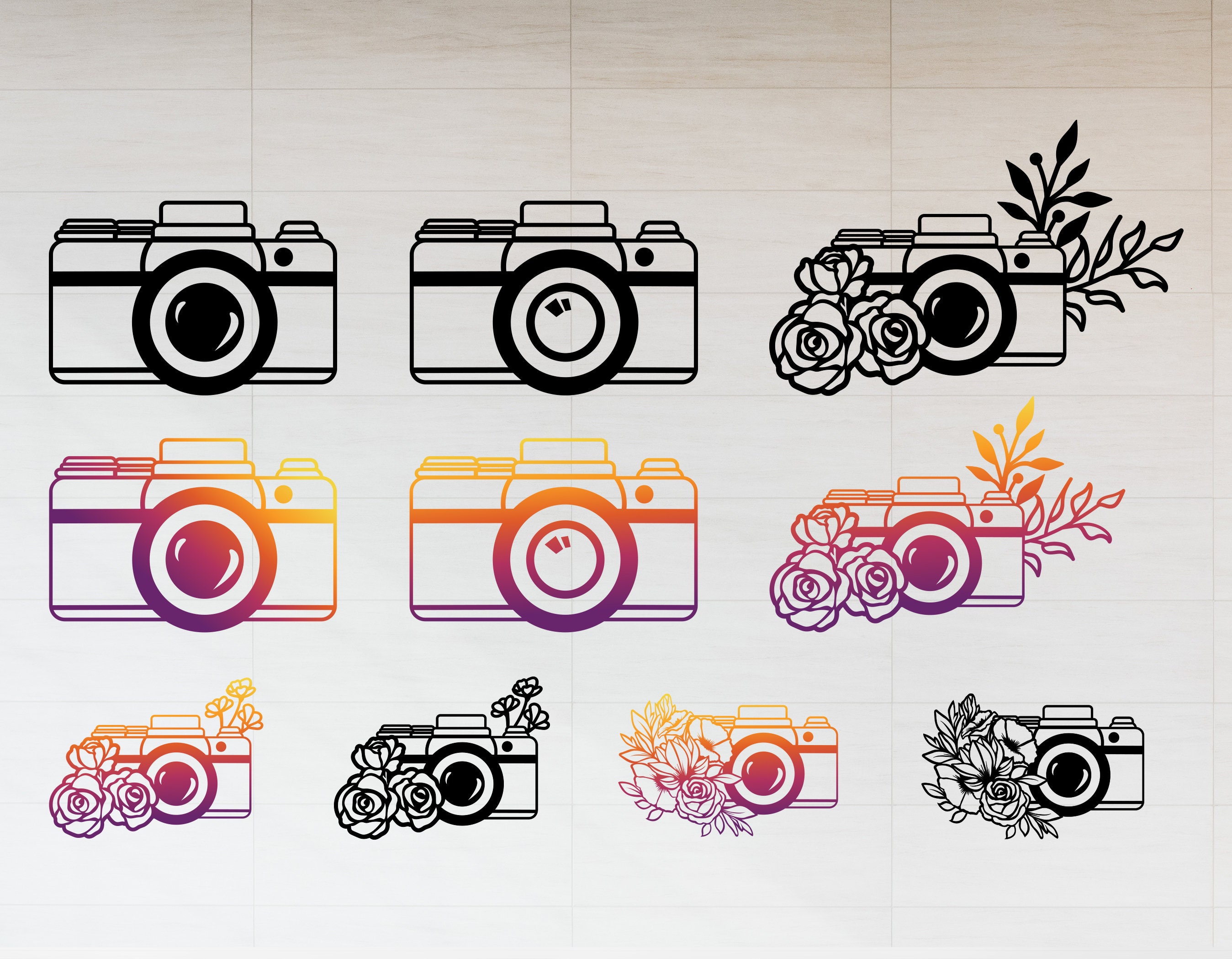Camera Svg Floral Camera Svg Camera Svg Bundle Photography | Etsy