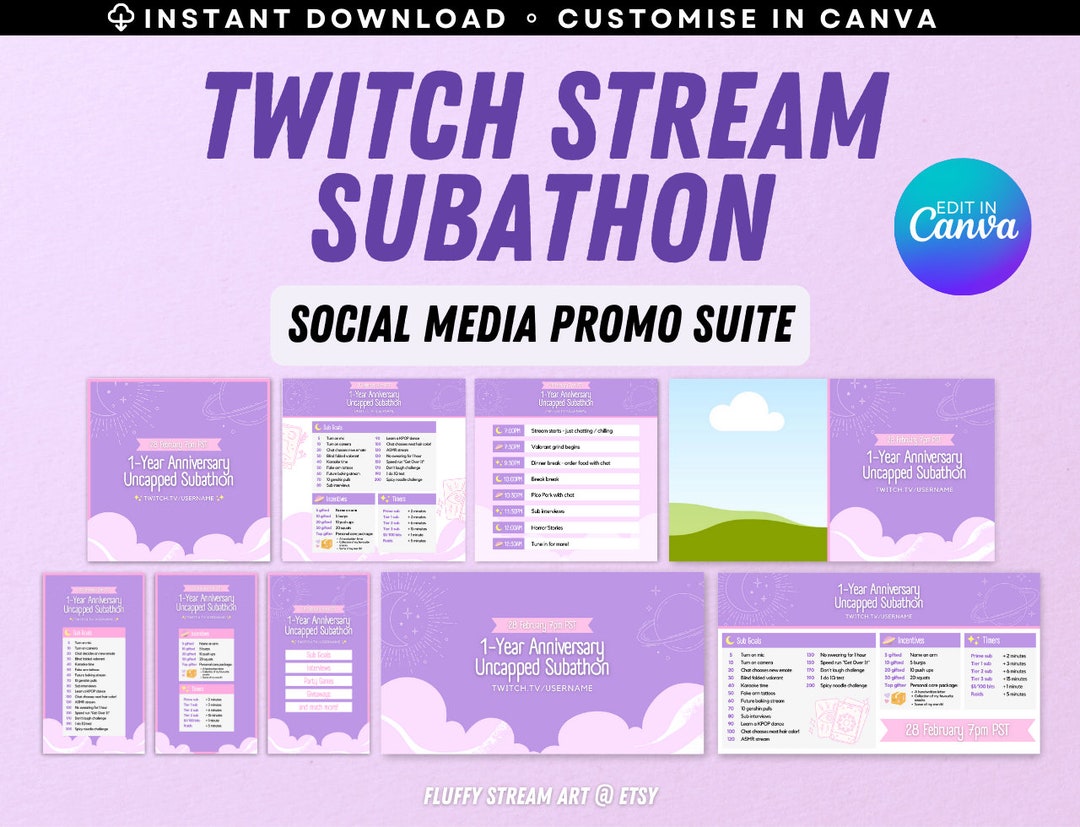 Twitch Stream Subathon Social Media Promo Suite / Event Package ...