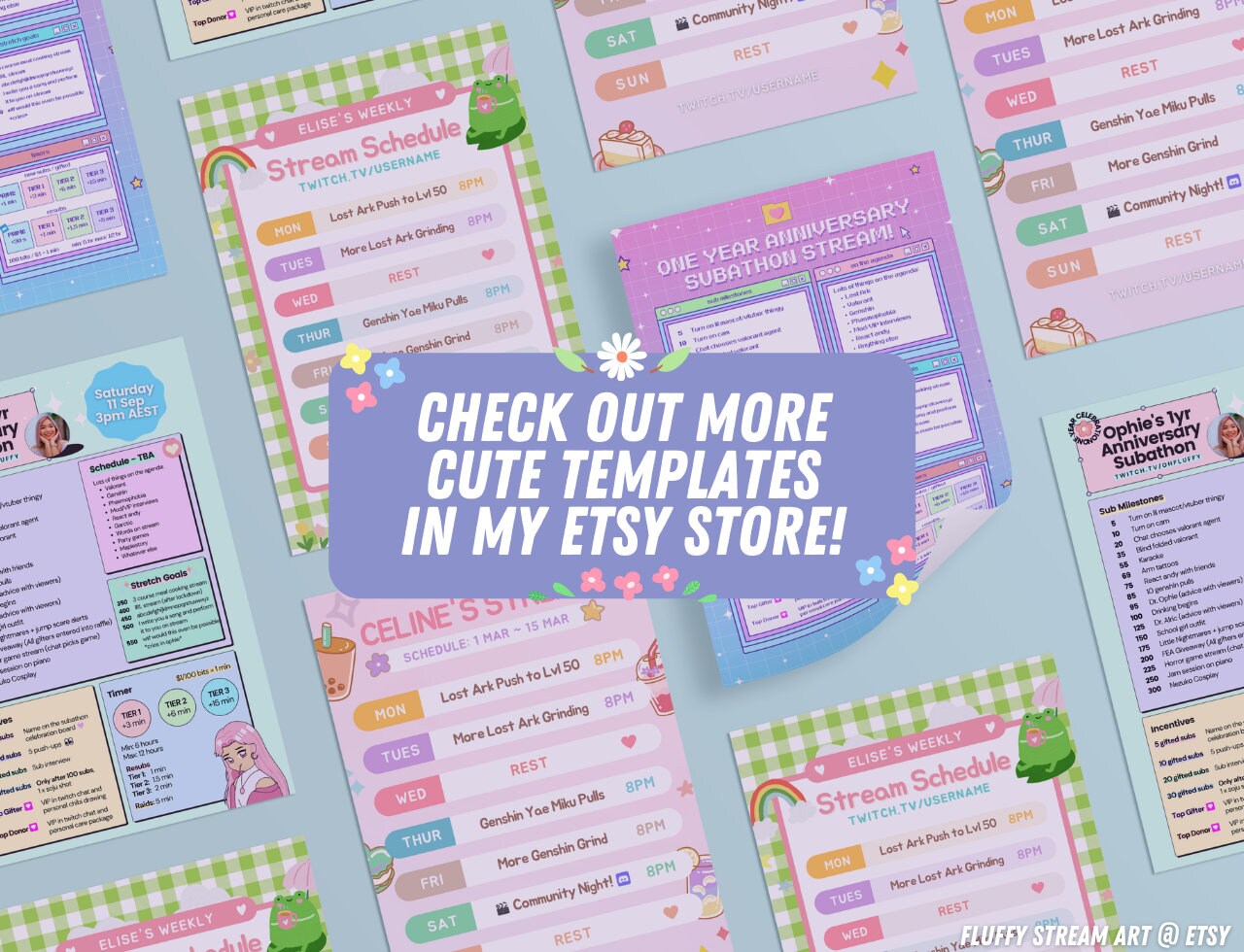 Cherry Blossom Twitch Youtube Weekly Stream Schedule / Promo / Editable ...