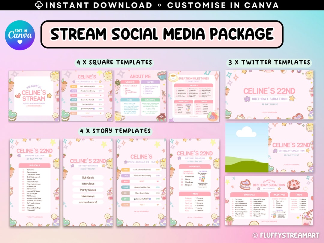 Twitch Stream Subathon Social Media Promo Suite / Event Package ...