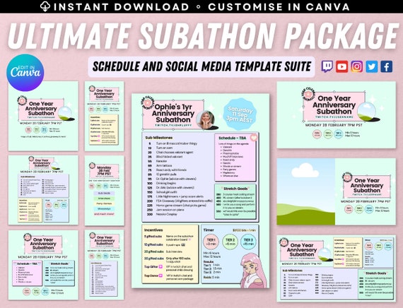 Twitch Youtube Stream Subathon Schedule / Event Promo / | Etsy UK