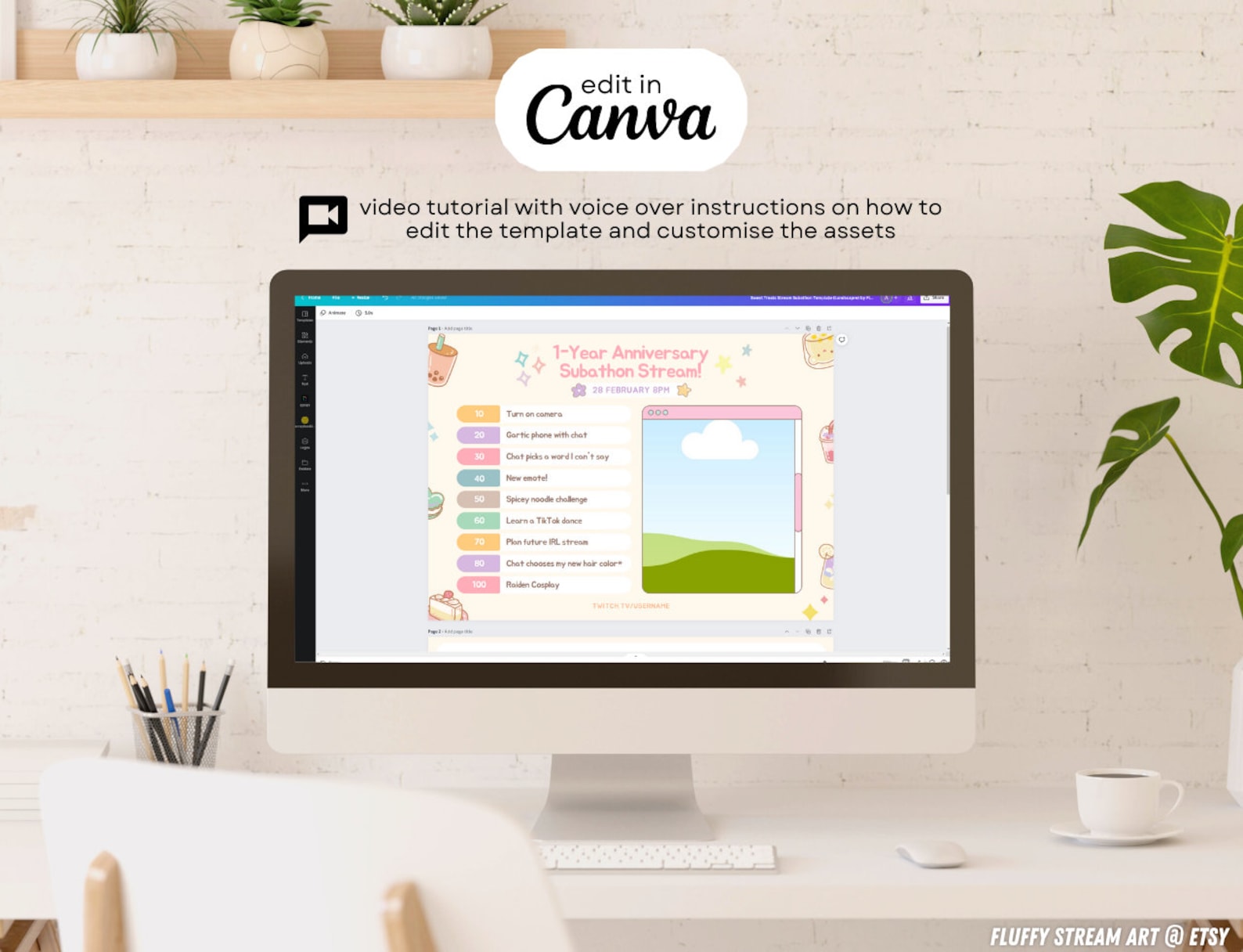 Twitch Stream Subathon Schedule / Event Promo / Editable Canva Template ...