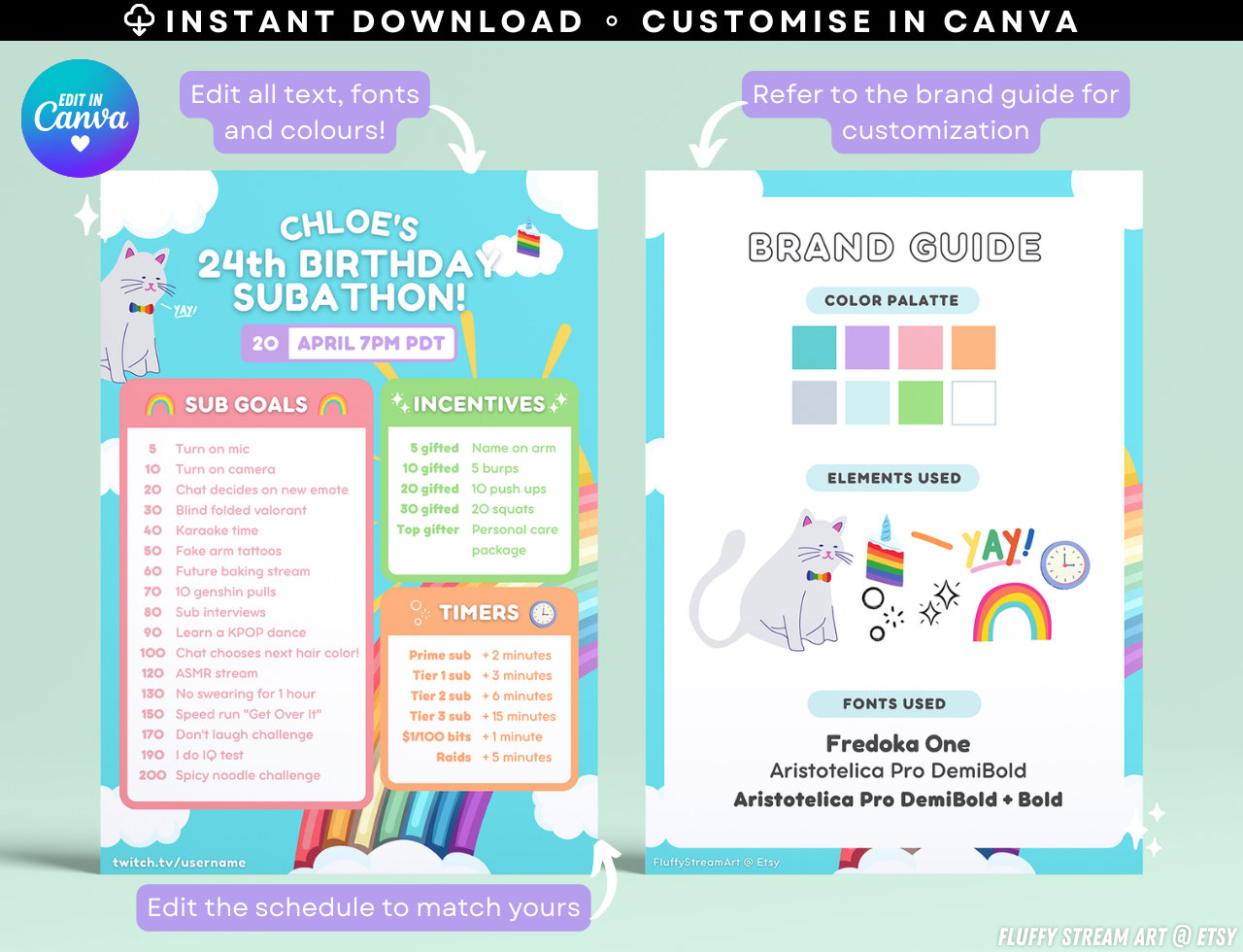 Rainbow Pride Birthday Twitch Stream Subathon Schedule / Event Promo ...